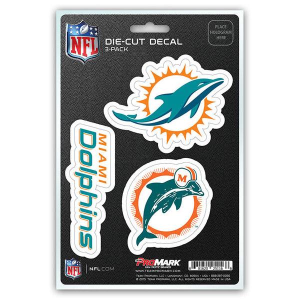 Miami Dolphins Set of 3 Die Cut Decal Stickers Retro Logo Free Shippin ...