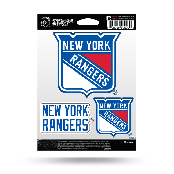 New York Rangers Set of 3 Decals Stickers Triple Spirit Die Cut – Hub ...