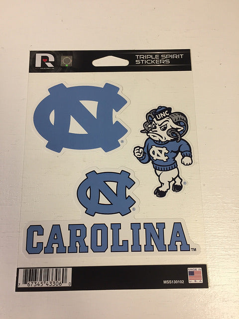 North Carolina Tar Heels Set of 3 Decals Stickers 2x3 Inches Die Cut ...