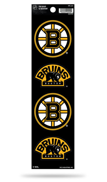 Boston Bruins Set of 4 Decals Stickers The Quad by Rico 2x2 Inches ...
