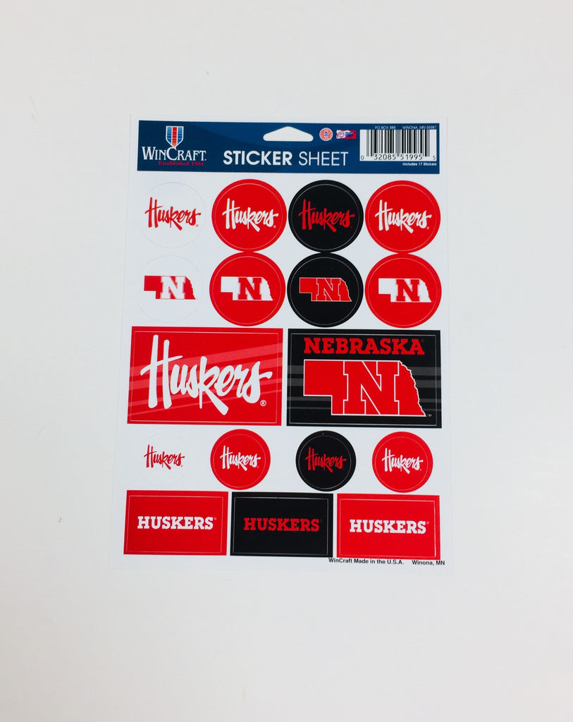 Nebraska Huskers Vinyl Sticker Sheet 17 Decals 5x7 Inches – Hub City Sports